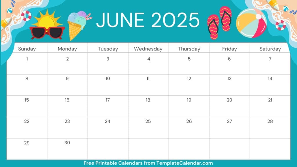 Free Printable June 2025 Calendar