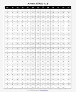 Free Julian Calendar 2025