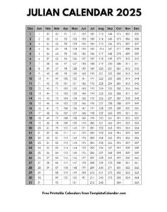 Free Julian Calendar 2025