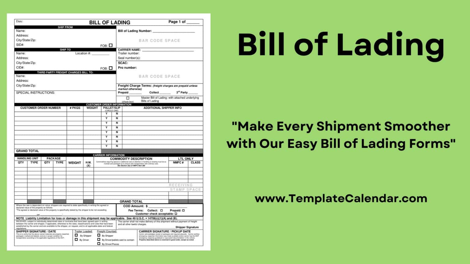 44 Bill of Lading Templates (Free Printable Forms)