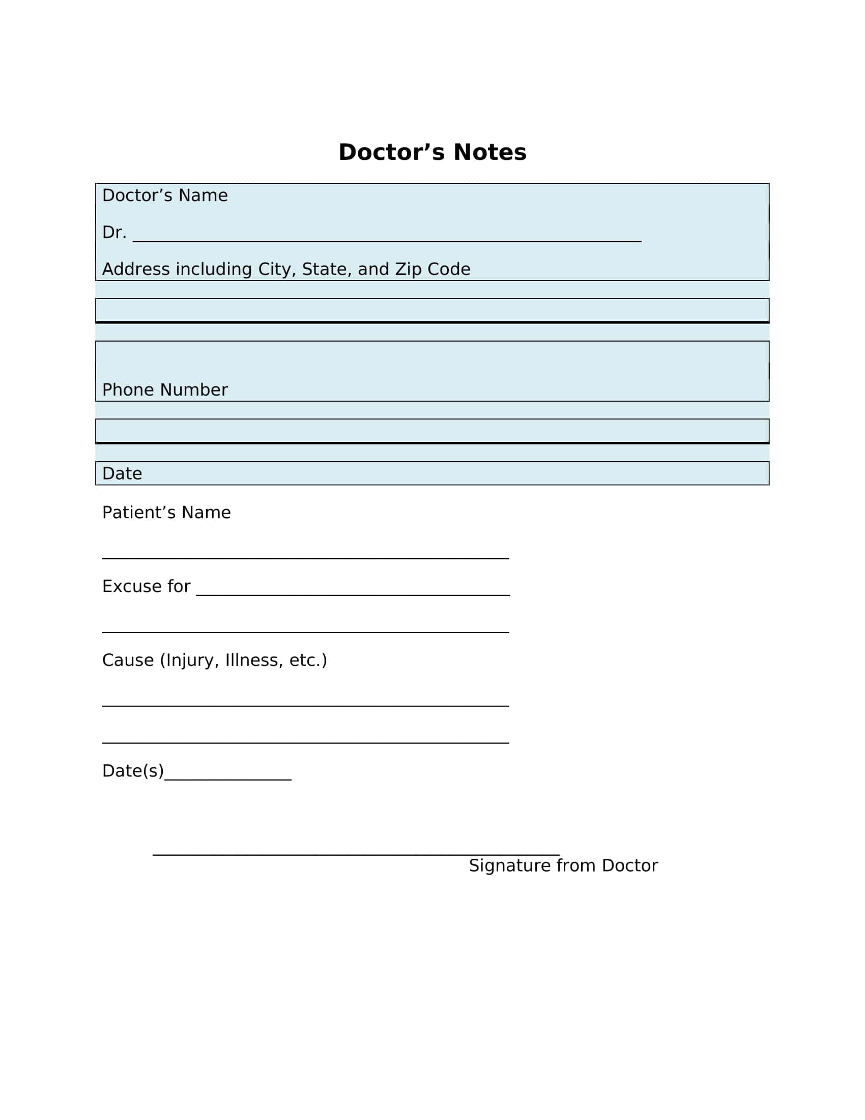 33 Fake Doctor's Note Templates (Free & Printable)