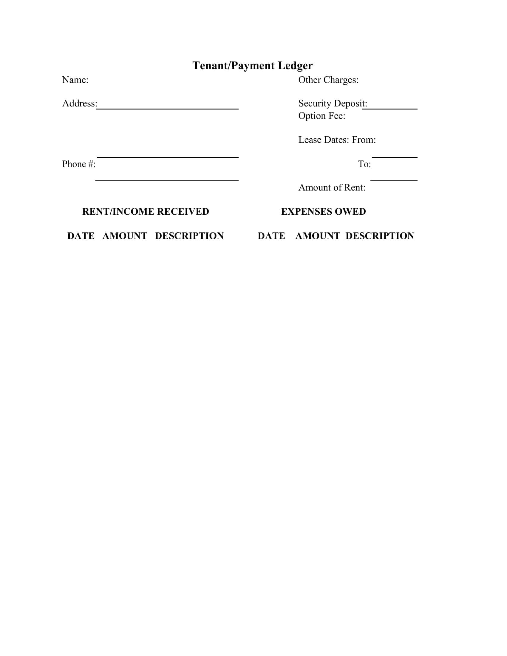 41+ Rental Ledger Templates (Free Rent Payment Printable)