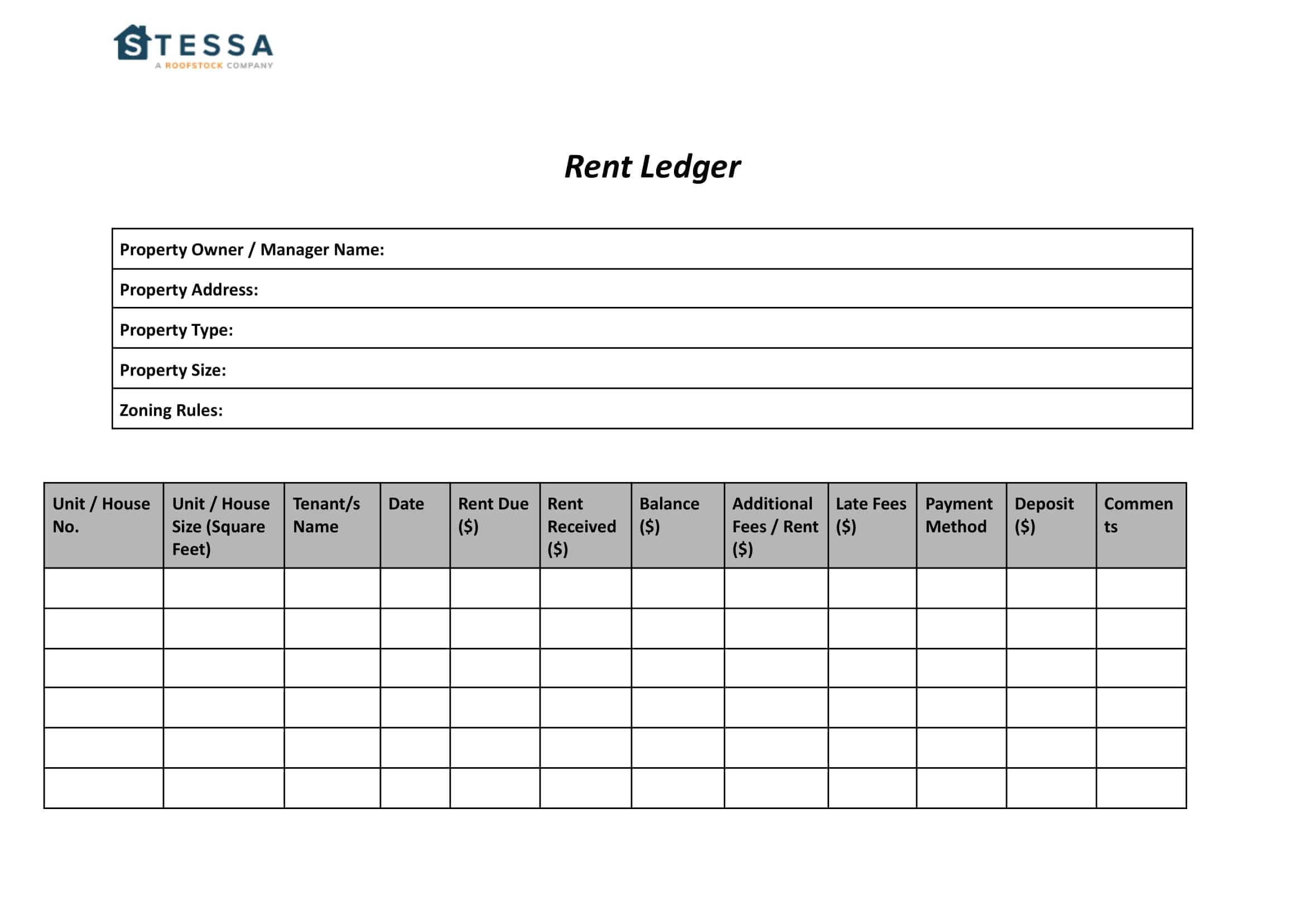 41+ Rental Ledger Templates (Free Rent Payment Printable)