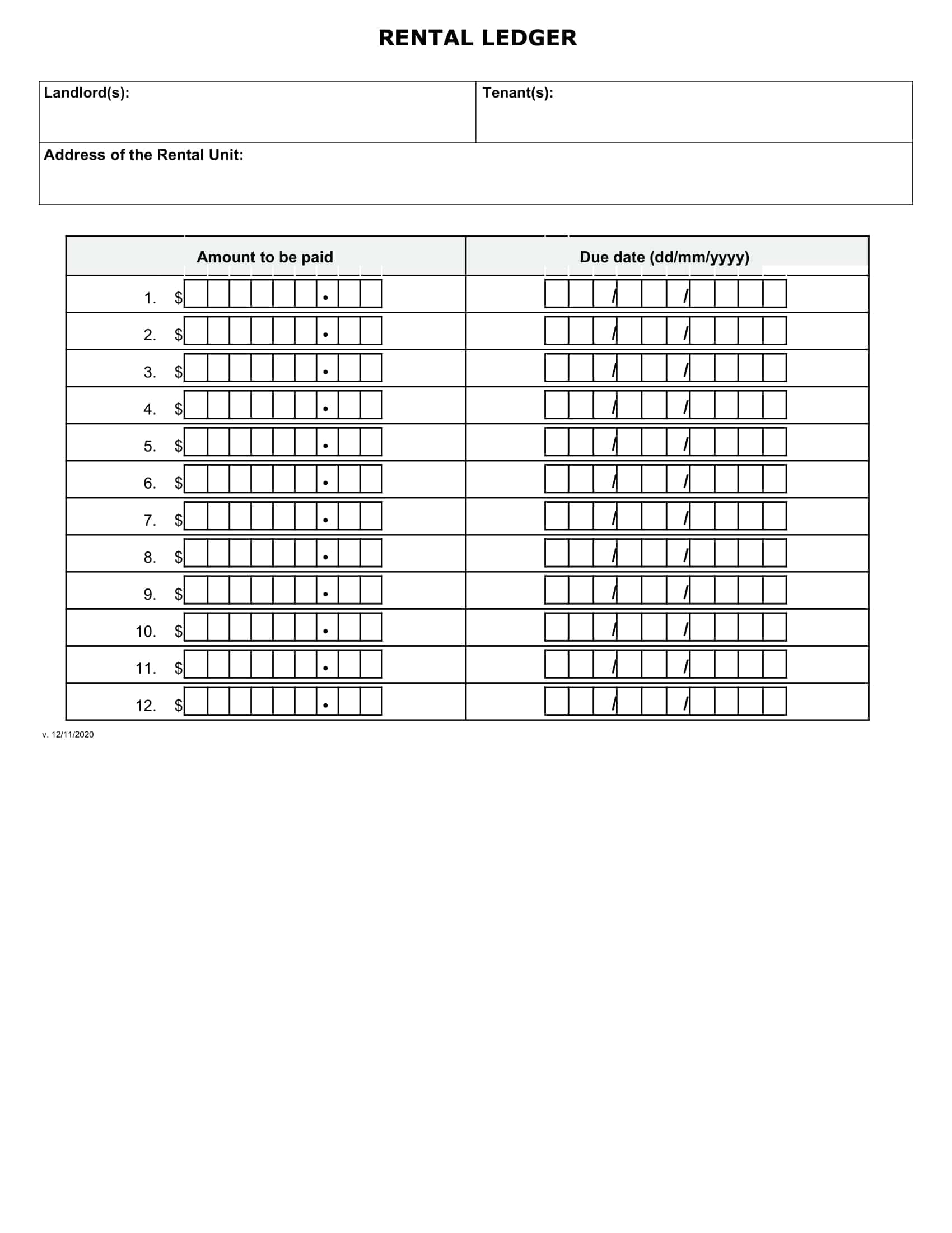 41+ Rental Ledger Templates (Free Rent Payment Printable)