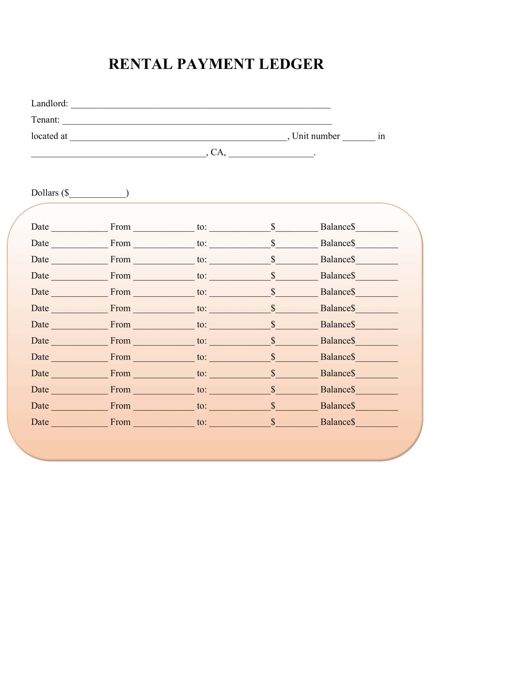 41+ Rental Ledger Templates (Free Rent Payment Printable)