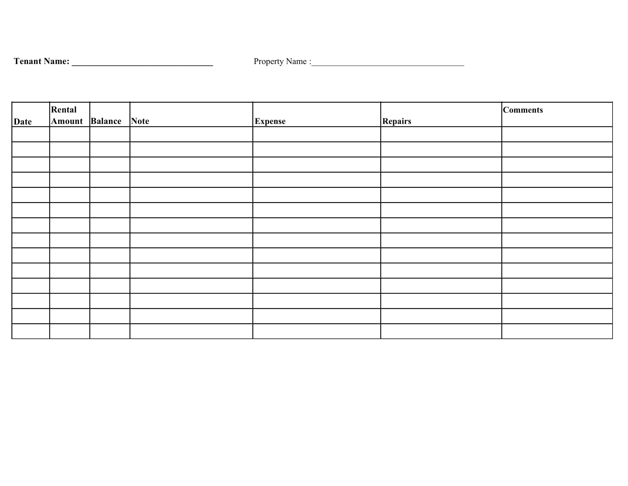 41+ Rental Ledger Templates (Free Rent Payment Printable)