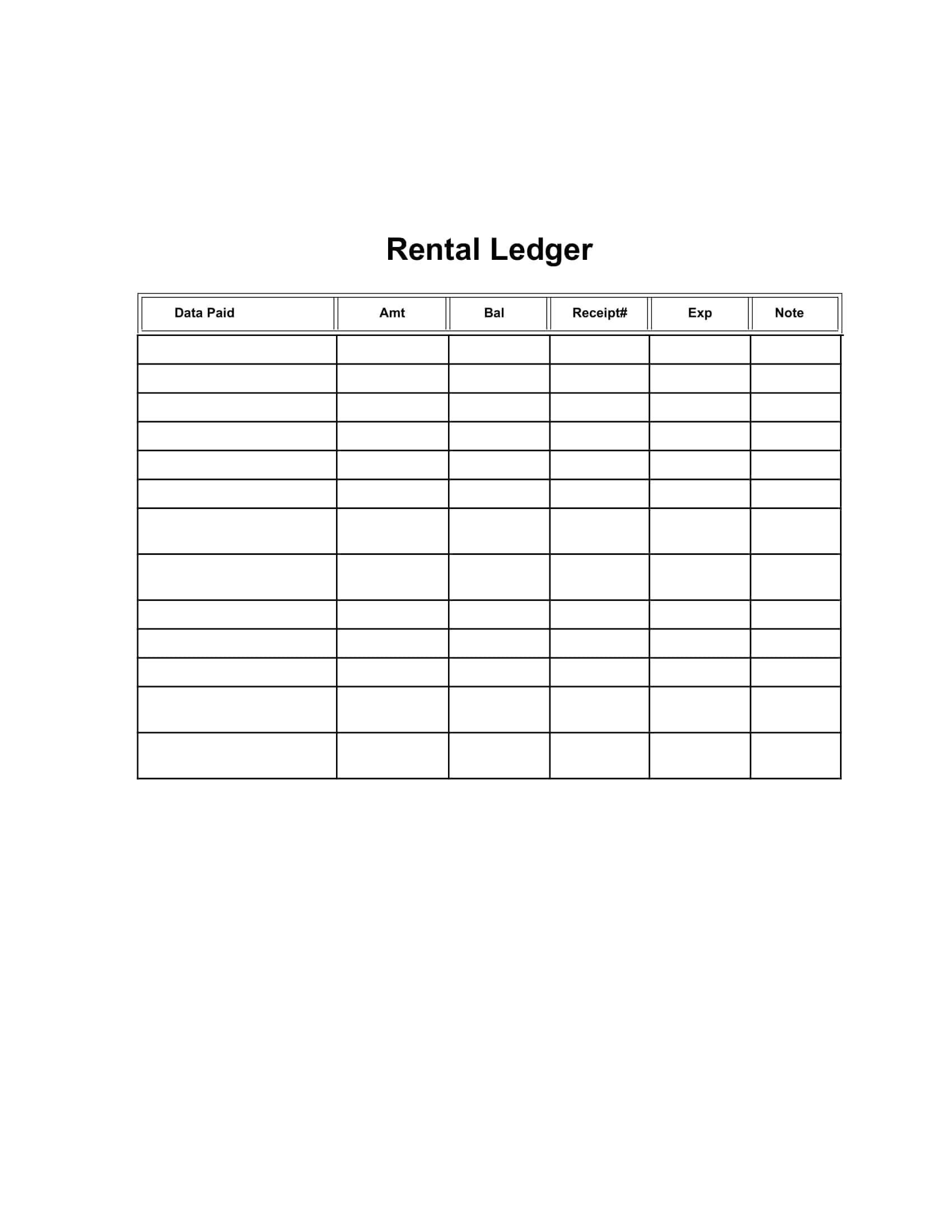 41+ Rental Ledger Templates (Free Rent Payment Printable)