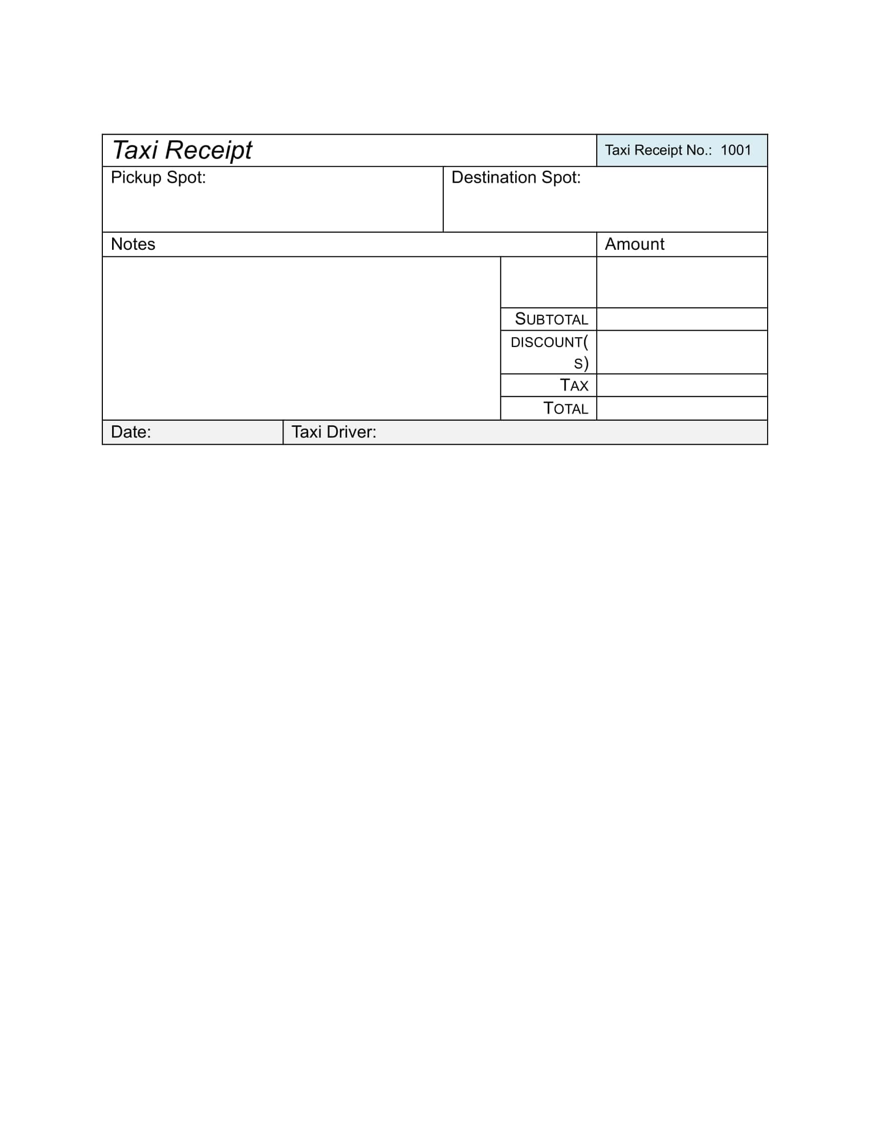 43 Taxi Receipt Templates (Edit & Free Printable)