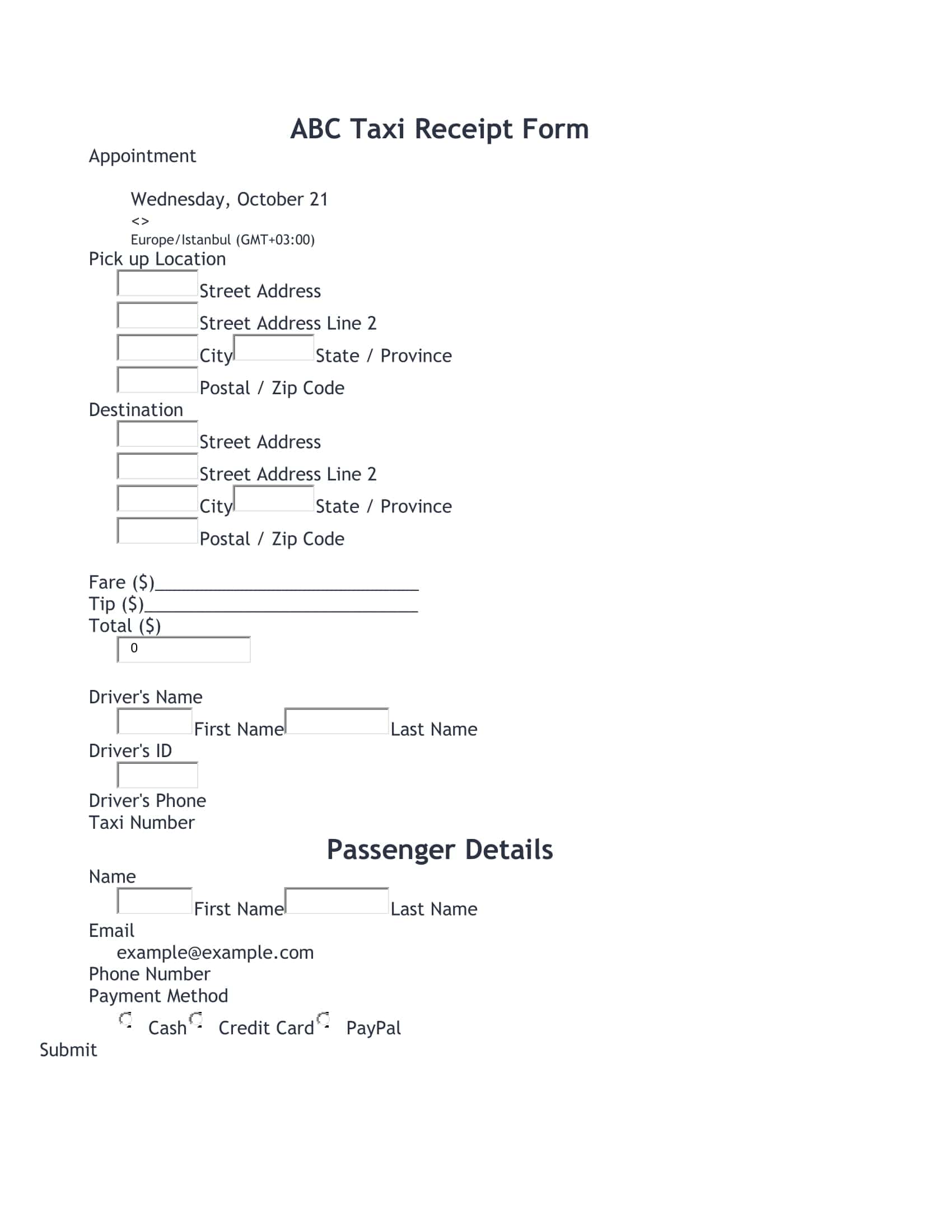 43 Taxi Receipt Templates (Edit & Free Printable)